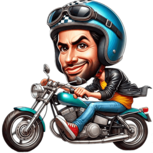 Motorbike Caricature Drawing - 100% Personalized Gift for Bikers
